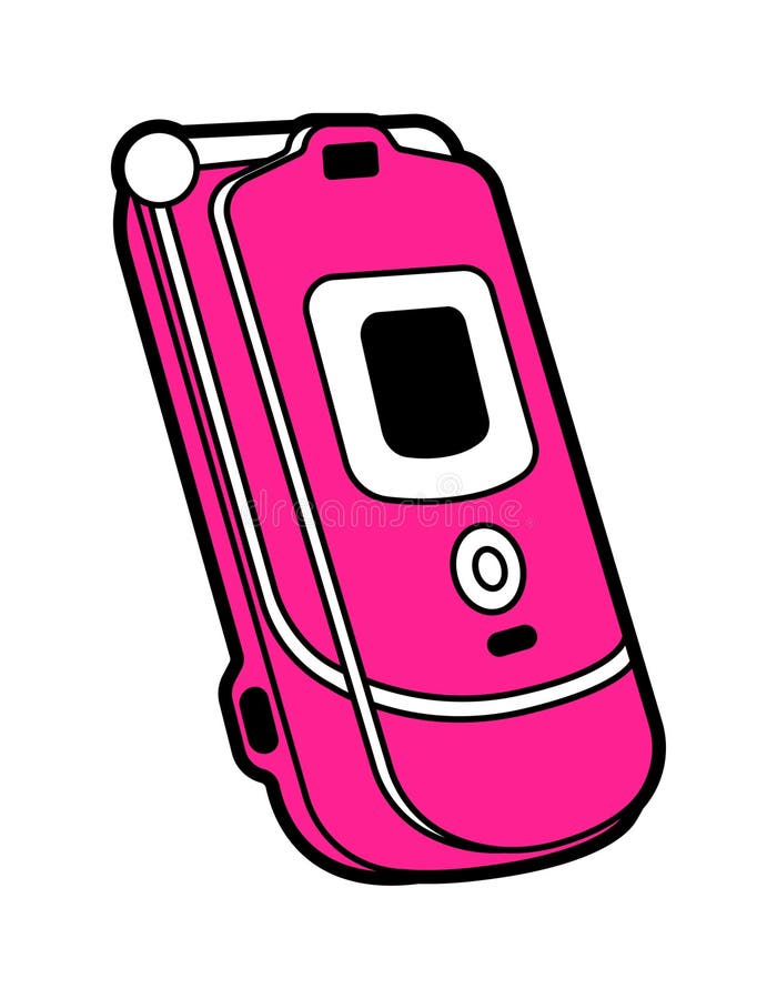 Flat Vector Illustration of Old Gadget, 00s Elements. Pink Retro Phone ...