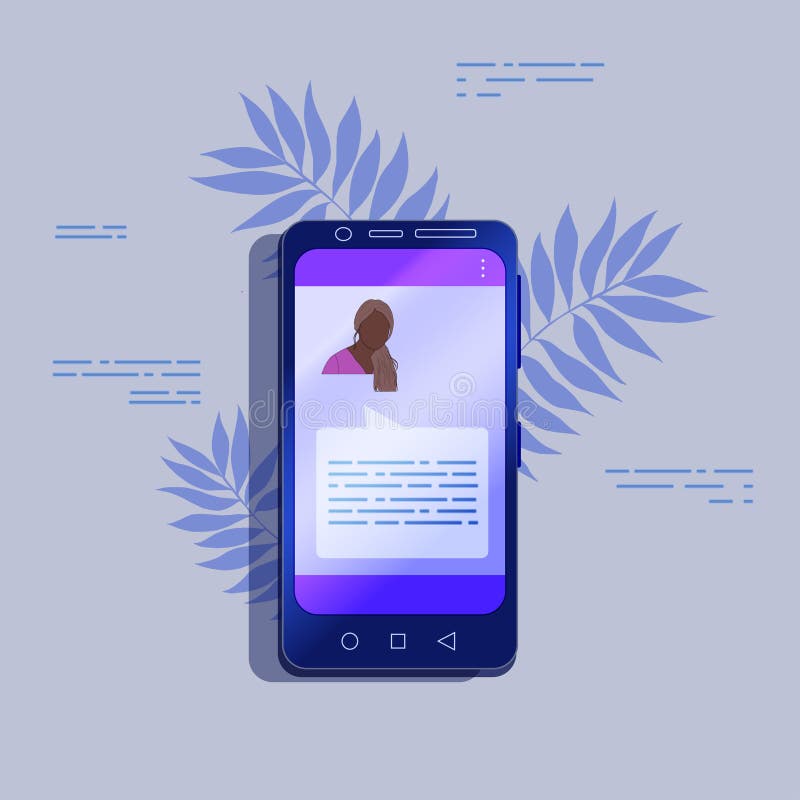 Flat Vector Illustration. Picture of Mobile Phone with Chat Message ...
