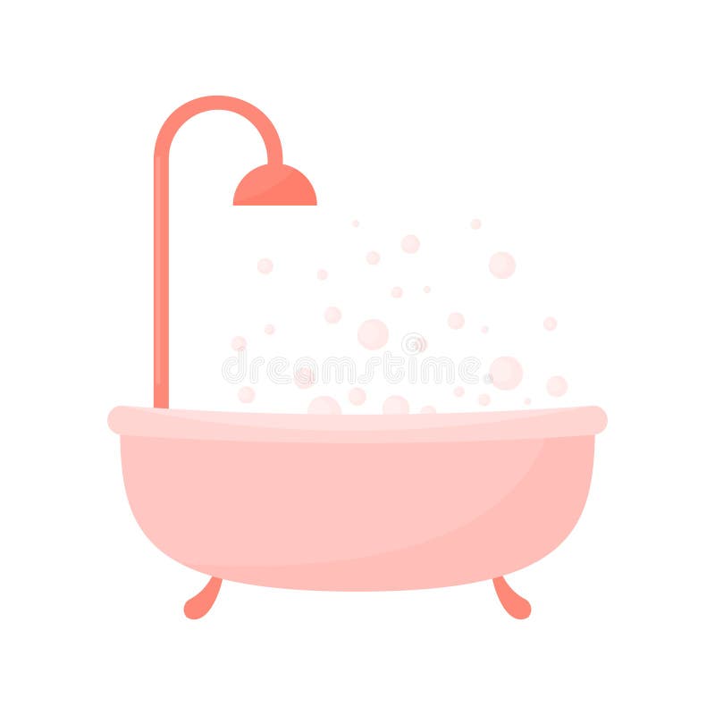 Illustration of a Pink Bath with Bubbles Stock Vector - Illustration of ...