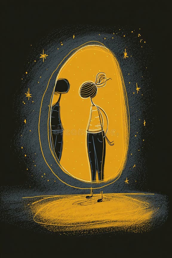 Flat Illustration Poster, Two Selves Meet a Quiet Dialogue between ...