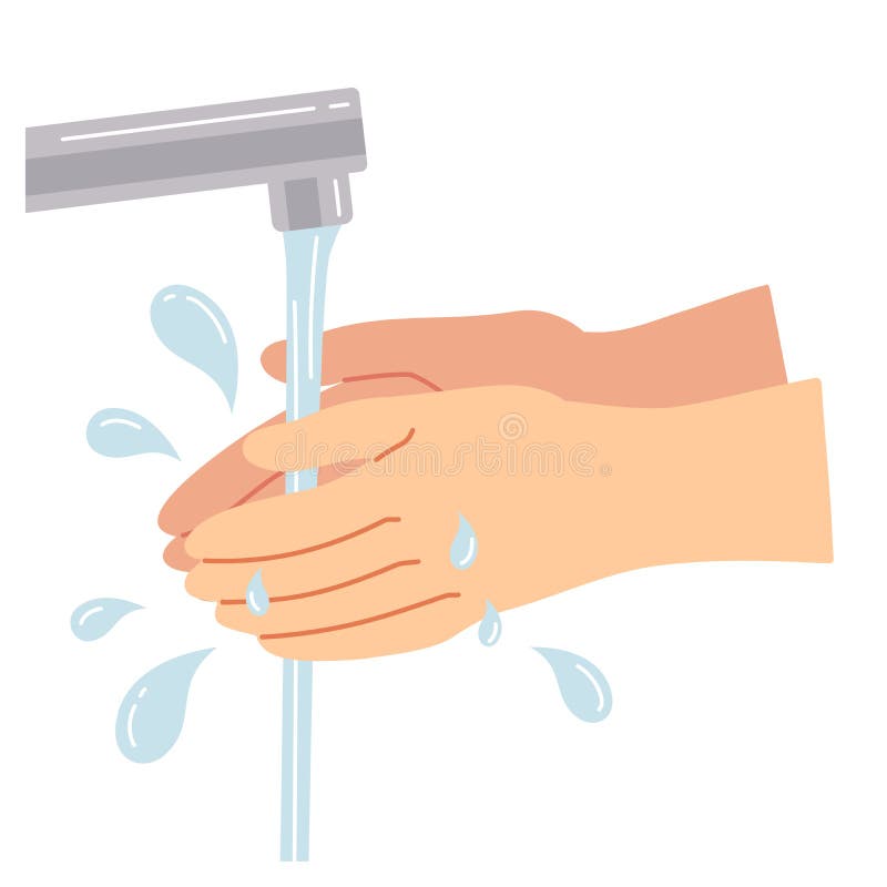 Vector Illustration of Proper Hand Washing Procedure, 1, Wet Hands ...