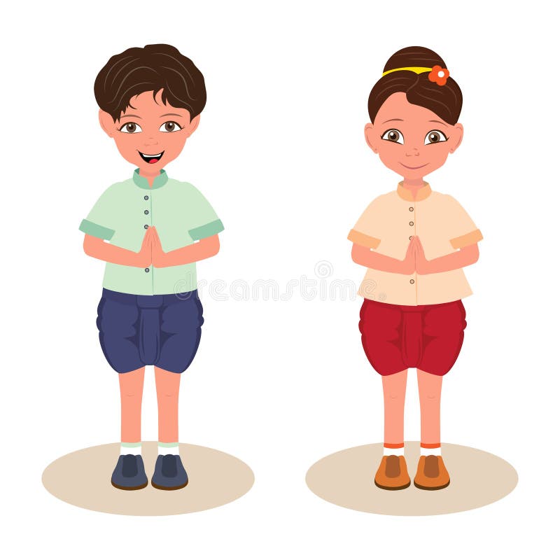 Flat Vector Illustration of Sawasdee Stock Vector - Illustration of ...