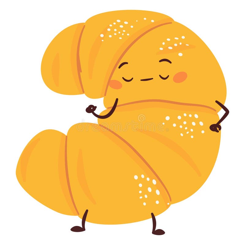 Flat Vector Illustration in a Simple Children S Style. Cute Croissant ...