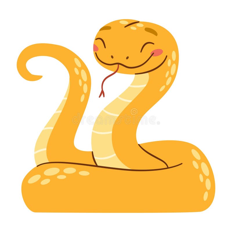 Flat Vector Illustration in a Simple Children S Style. Cute Kind Snake ...