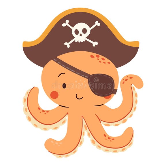 Flat Vector Illustration in a Simple Children S Style. Cute Octopus in ...