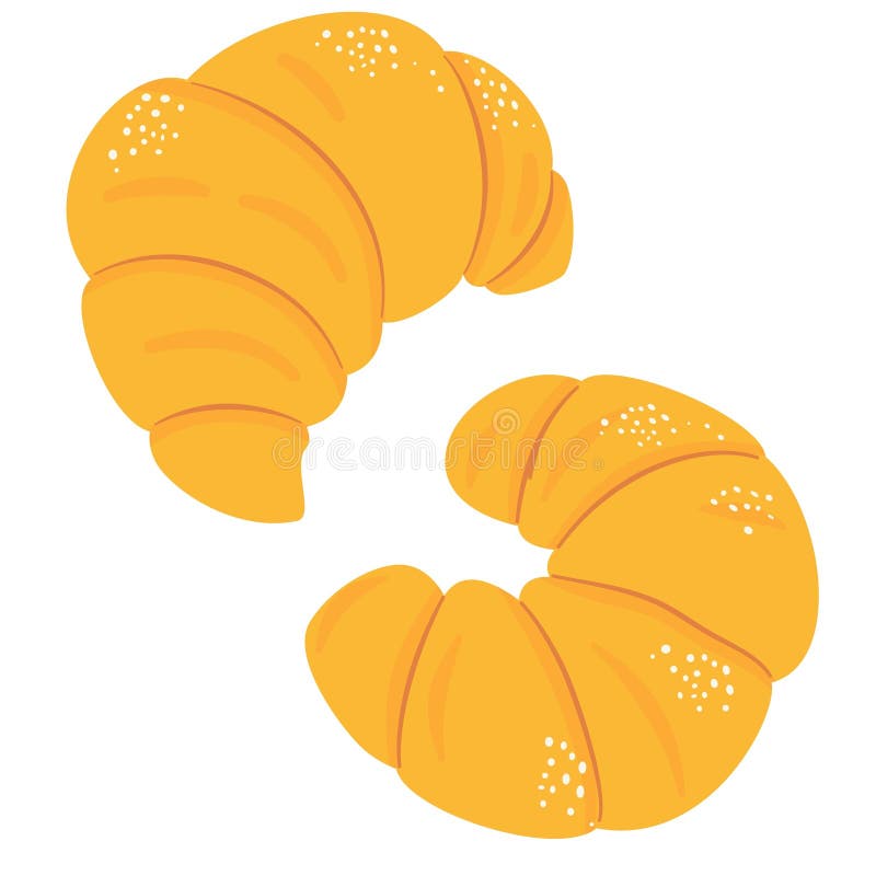 Flat Vector Illustration in a Simple Style. Cute Croissants on White ...