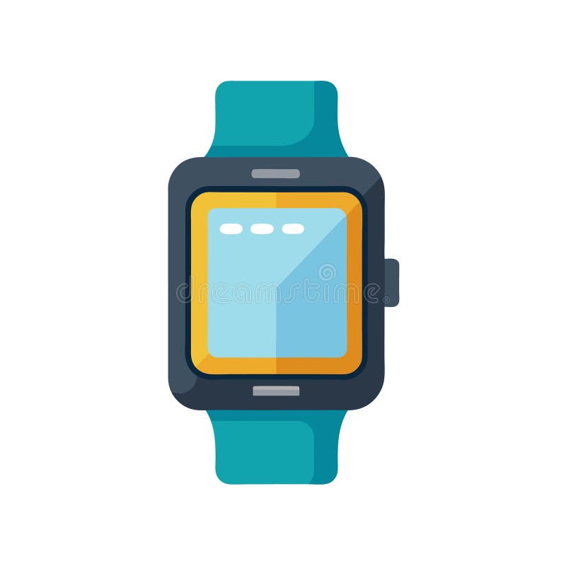 Flat Vector Illustration of a Smartwatch with Blue Band and Square ...