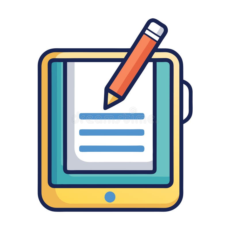 Digital Note Taking on Tablet with Pencil Illustration, Study Tool ...