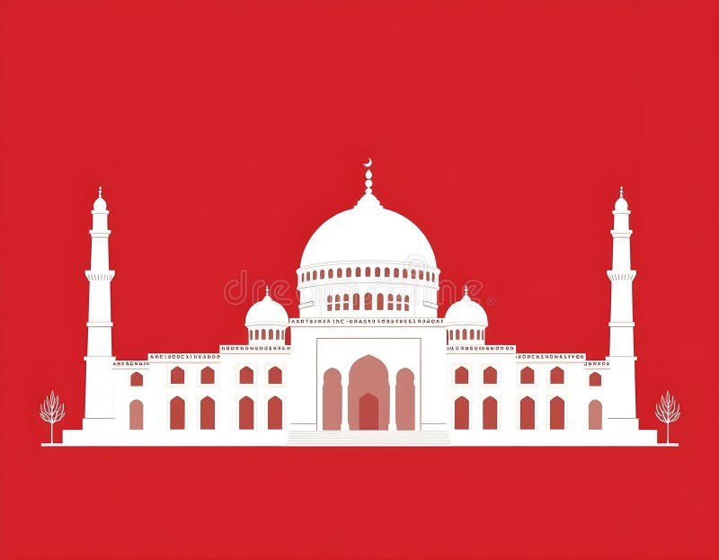 A Flat Vector Illustration of a Turkish Mosque Landmark Architechture ...