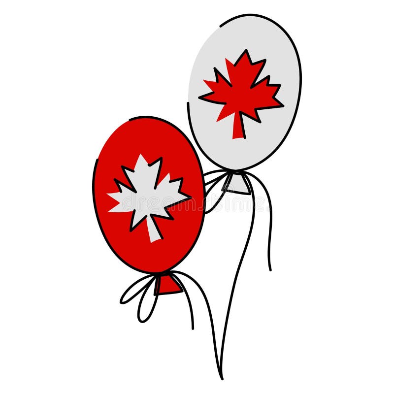 Flat Vector Illustration of Two Balloons Stylized As the Canadian Flag ...