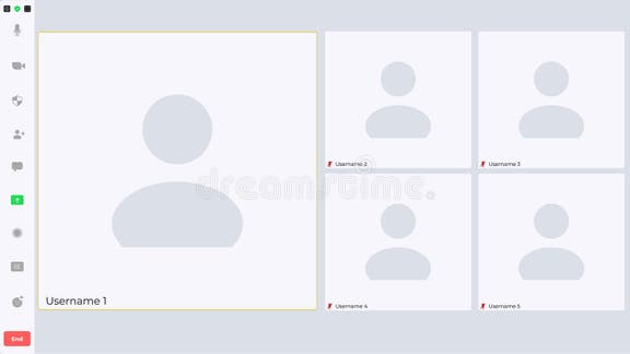 Flat Vector Illustration of Video Conference App Layout. Call Screen ...