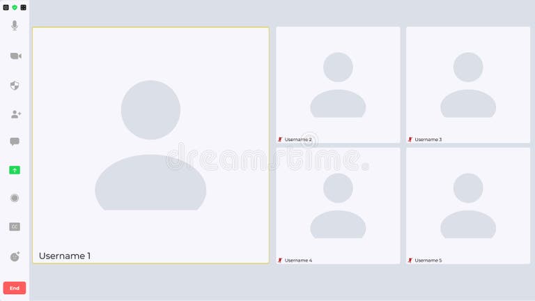 Flat Vector Illustration of Video Conference App Layout. Call Screen ...