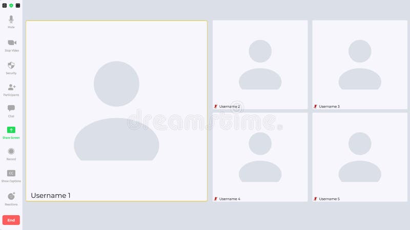 Flat Vector Illustration of Video Conference App Layout. Call Screen ...