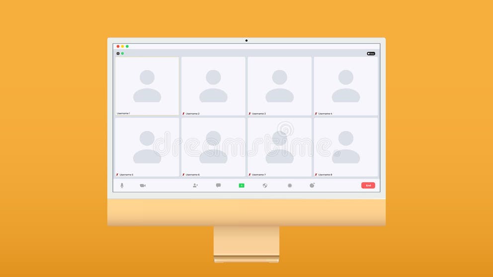 Flat Vector Illustration of Video Conference App Layout. Call Screen ...