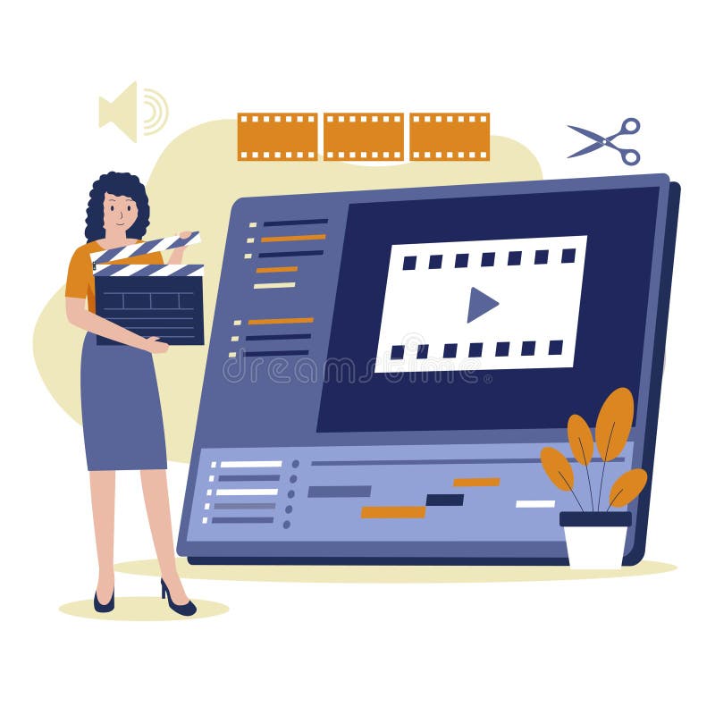 Video Editing Illustration Design Concept Stock Vector - Illustration ...