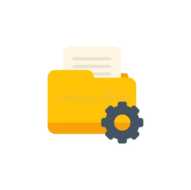 Yellow Folder with Documents Being Processed with Gear Icon Stock ...