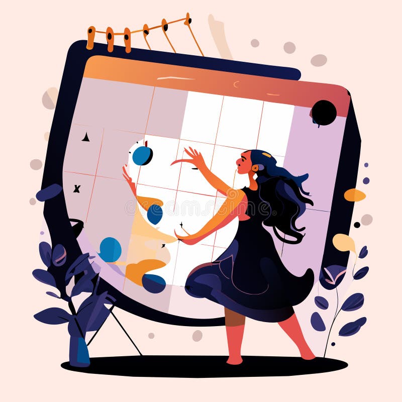 Flat Vector Illustration of a Young Woman Doing a Presentation on a ...