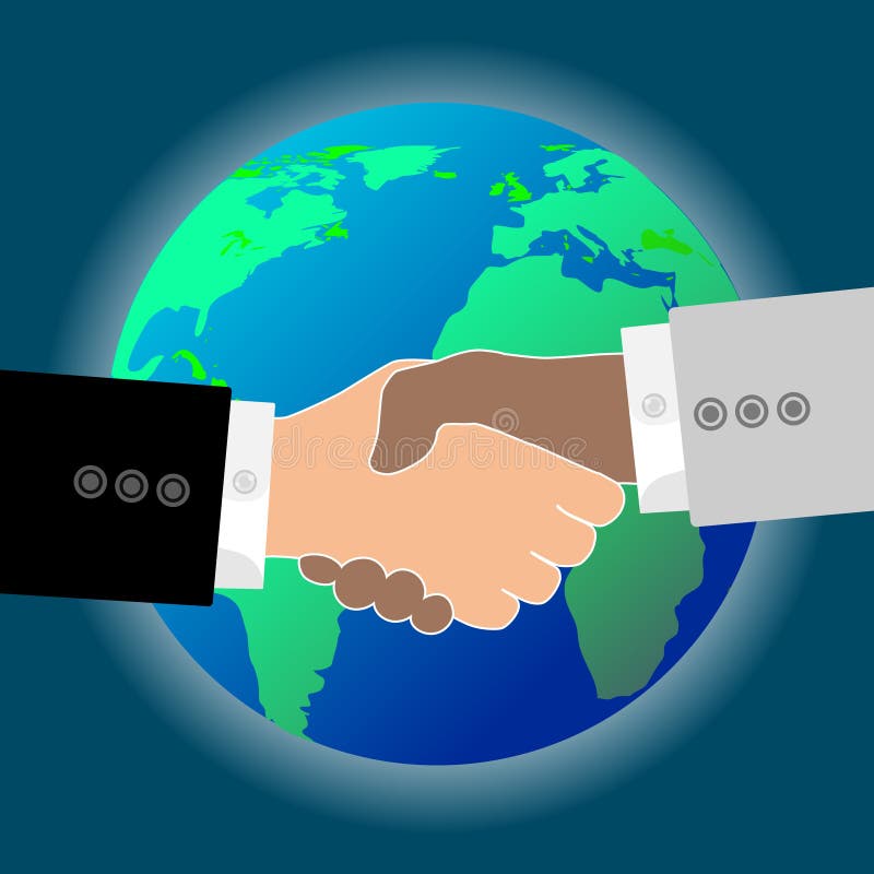 Flat Vector Image of a Globe and a Handshake. Vector Image of a ...