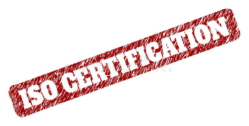 ISO CERTIFICATION Red Rounded Rough Rectangular Stamp Seal with Grunge ...