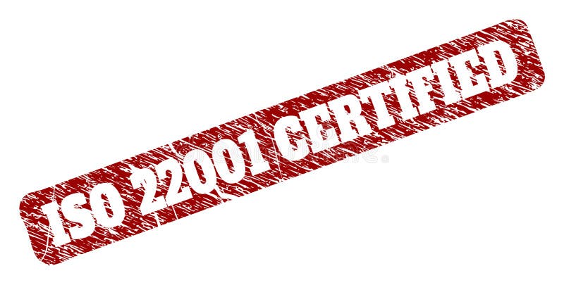 ISO 22001 CERTIFIED Red Rounded Rough Rectangle Stamp Seal with Grunged Styles Stock Vector ...