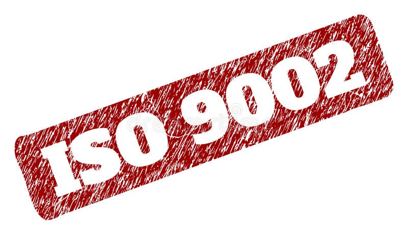 ISO 9002 Red Rounded Rough Rectangle Stamp Seal with Unclean Textures Stock Vector ...