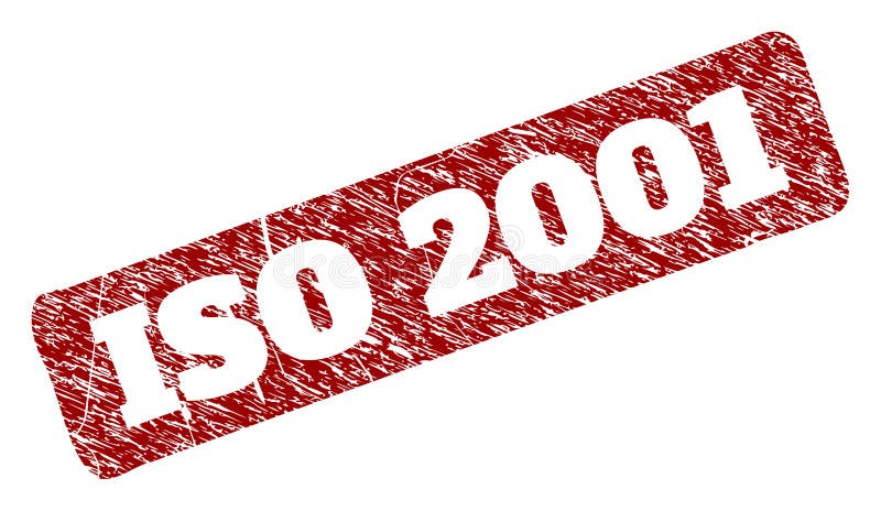 ISO 2001 Red Rounded Rough Rectangle Watermark with Unclean Styles ...
