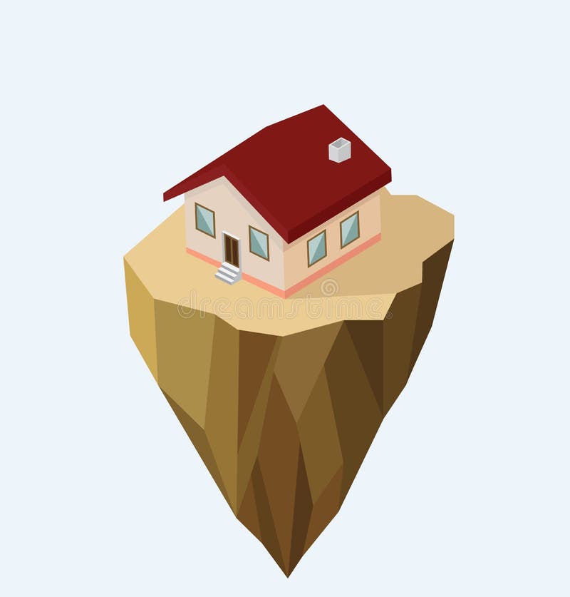 Flat Vector Isometric House on Land Stock Vector - Illustration of ... Flat Vector Isometric House on Land Stock Vector - Illustration of ...