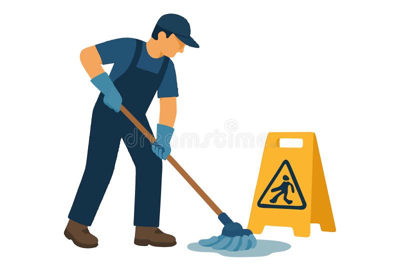 Janitor Mopping Floor