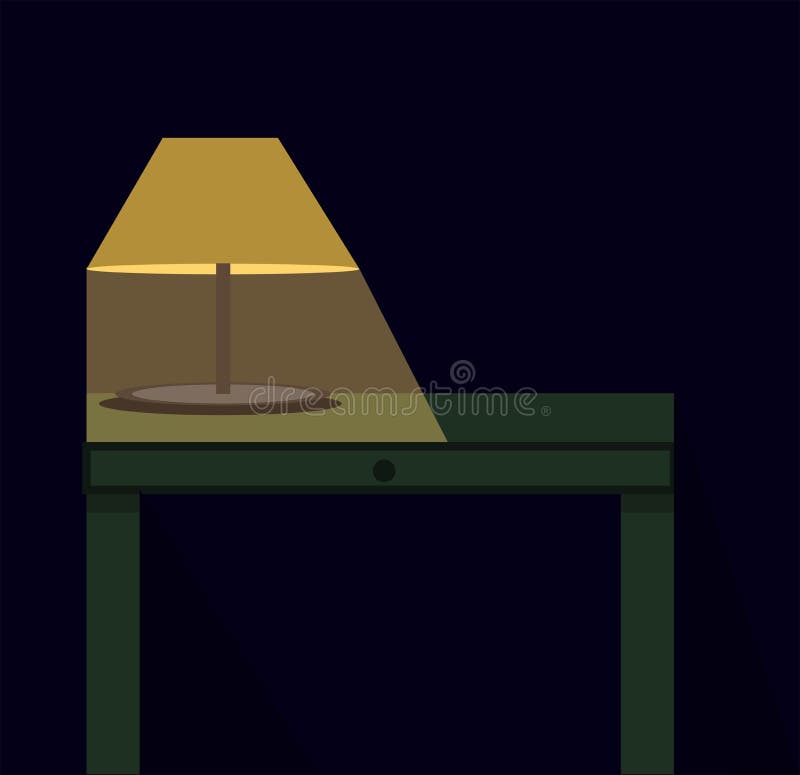 Flat Vector Lamp on a Table at Night Icon Stock Vector - Illustration ...