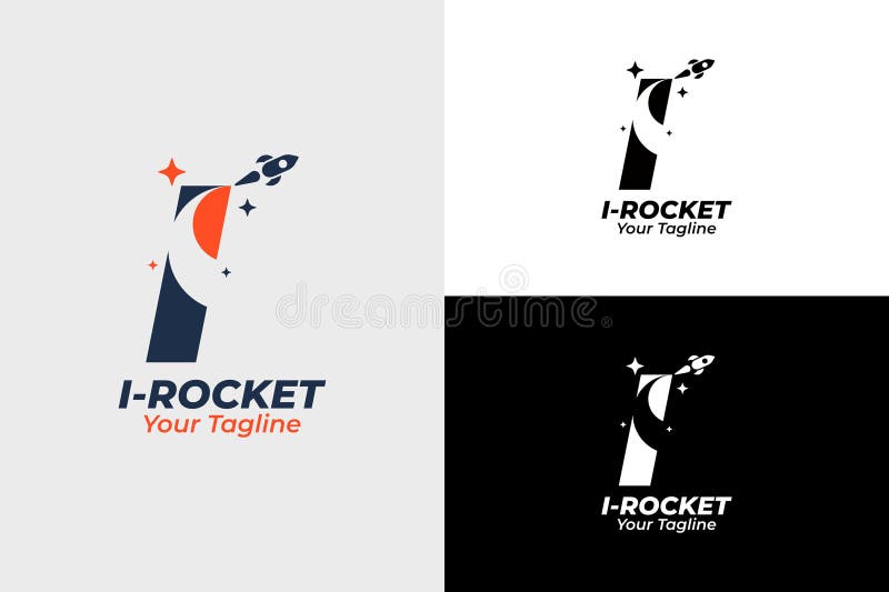 Modern Rocket Logo and Letter I. Simple Flying Rocket with Speed ...