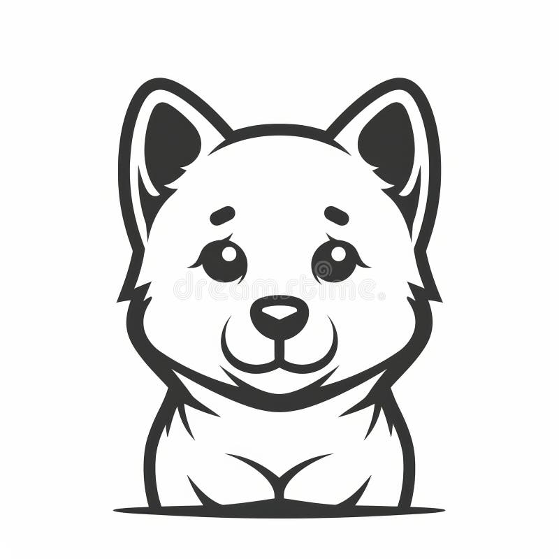 Cute Dingo Logo in Flat Vector Design with Outline Style Stock ...