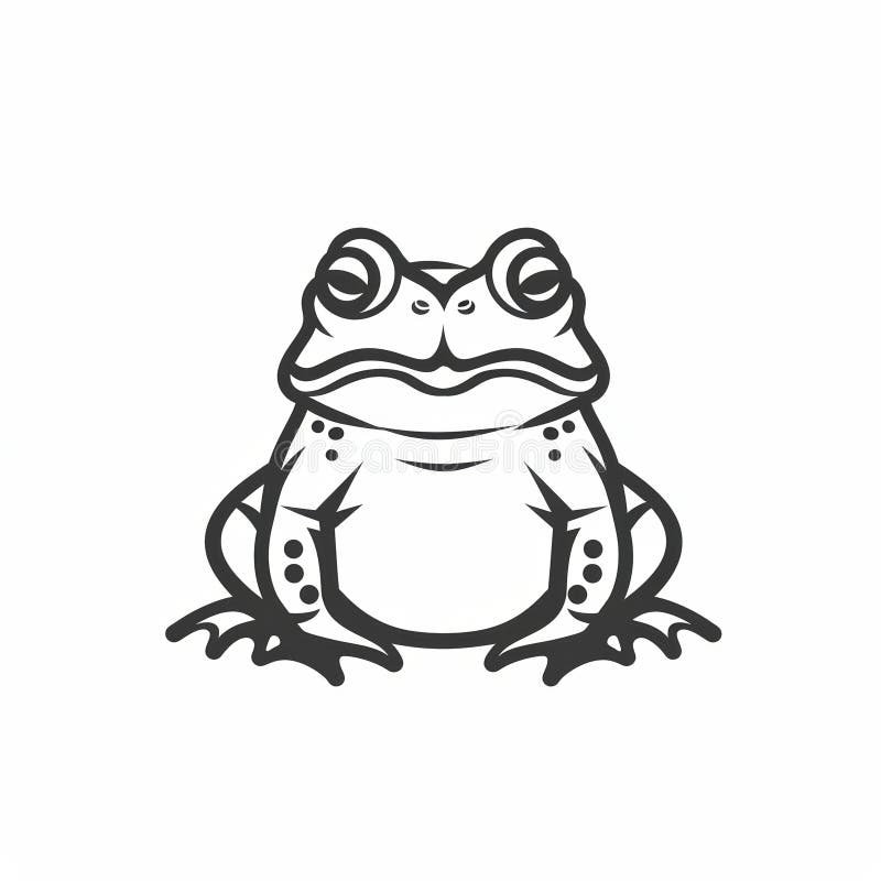 Cute Toad Vector Logo in Black and White Outline Design Stock ...