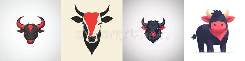 Flat Vector Logo of an Ox with Simple Design for Peaceful ...