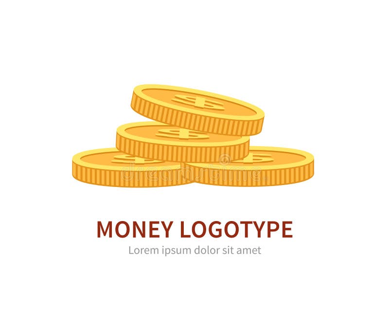 Flat Vector Logo Stack of Coins Isolated on White Stock Vector ...