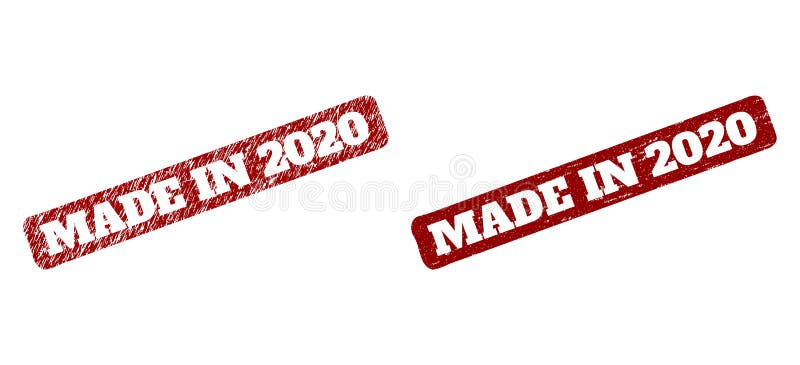 MADE in 2020 Red Rounded Rough Rectangle Watermark with Corroded Surfaces Stock Vector ...