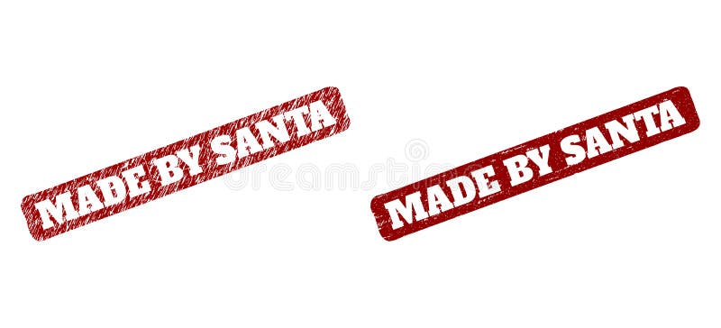 MADE by SANTA Red Rounded Rough Rectangle Watermark with Grunged ...