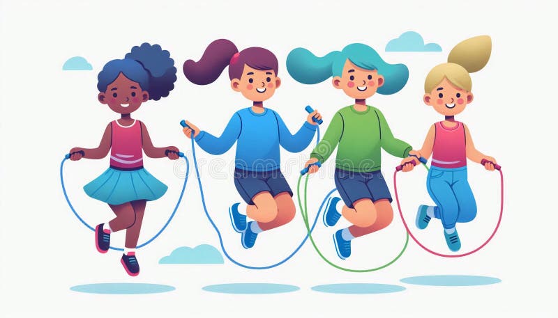 Various Backgrounds Jumping Rope Stock Illustrations – 9 Various ...