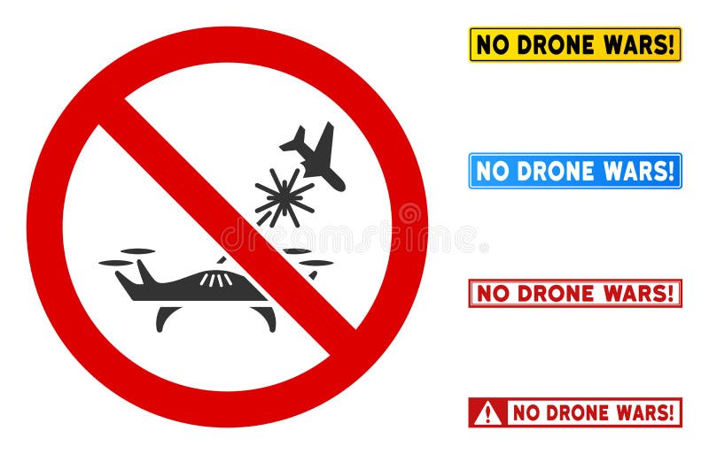 Flat Vector No Air Drone Strike Sign with Texts in Rectangle Frames ...