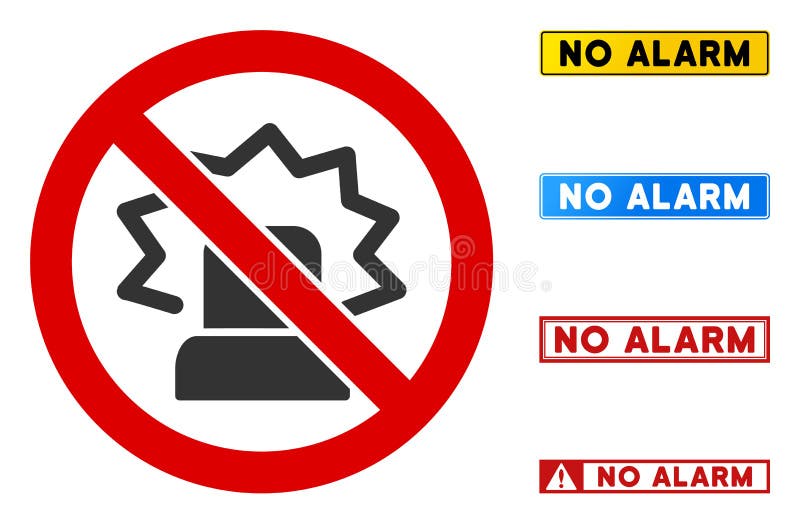 Flat Vector No Alarm Sign with Titles in Rectangular Frames Stock ...