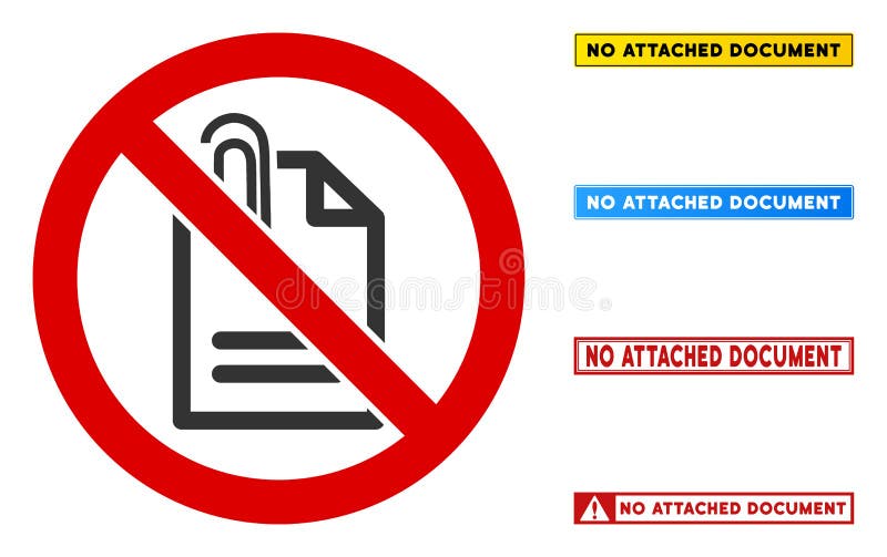 Flat Vector No Attached Document Sign with Phrases in Rectangular ...