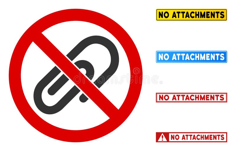 Flat Vector No Attachments Sign with Badges in Rectangle Frames Stock ...