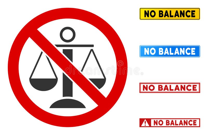 Flat Vector No Balance Sign with Texts in Rectangle Frames Stock Vector ...