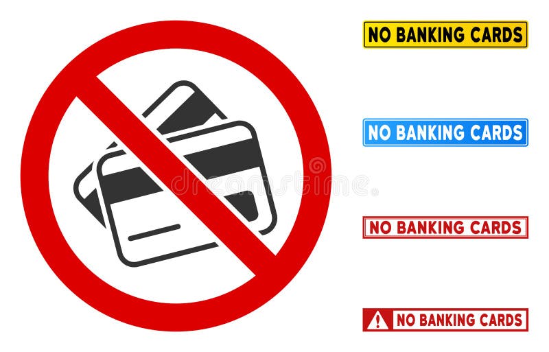 Flat Vector No Banking Cards Sign with Badges in Rectangular Frames ...