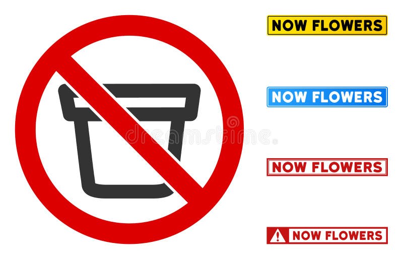 Flat Vector No Bucket Sign with Captions in Rectangular Frames Stock ...