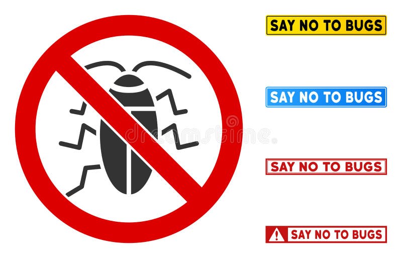Flat Vector No Bug Sign with Phrases in Rectangle Frames Stock Vector ...