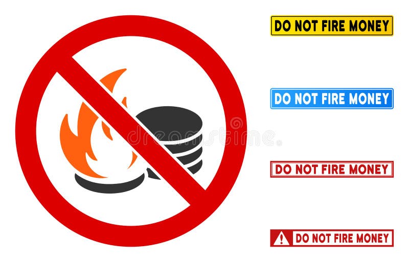 Flat Vector No Burn Coins Sign with Phrases in Rectangular Frames Stock ...
