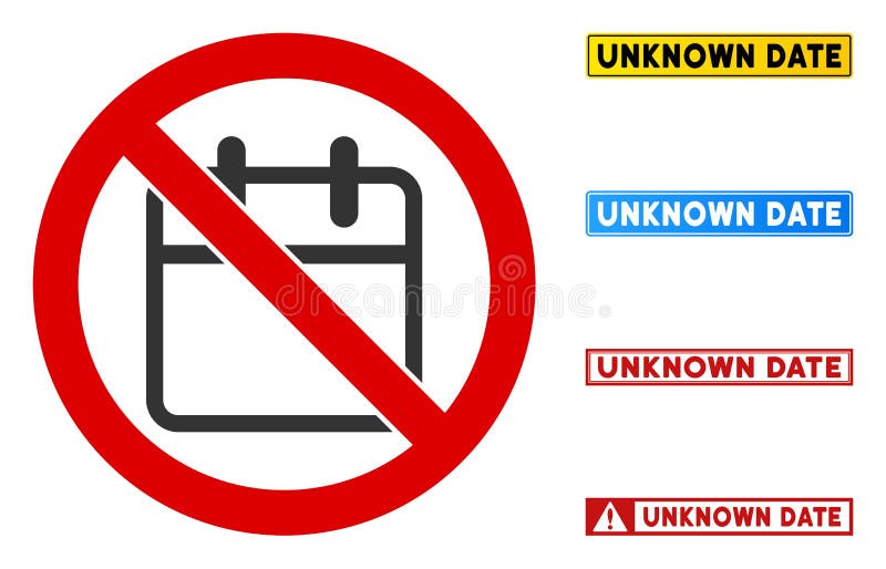 Flat Vector No Calendar Page Sign with Phrases in Rectangle Frames ...