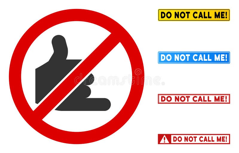 Flat Vector No Call Me Gesture Sign with Words in Rectangle Frames ...