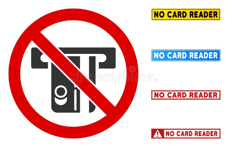 Flat Vector No Card Reader Sign with Titles in Rectangular Frames Stock ...