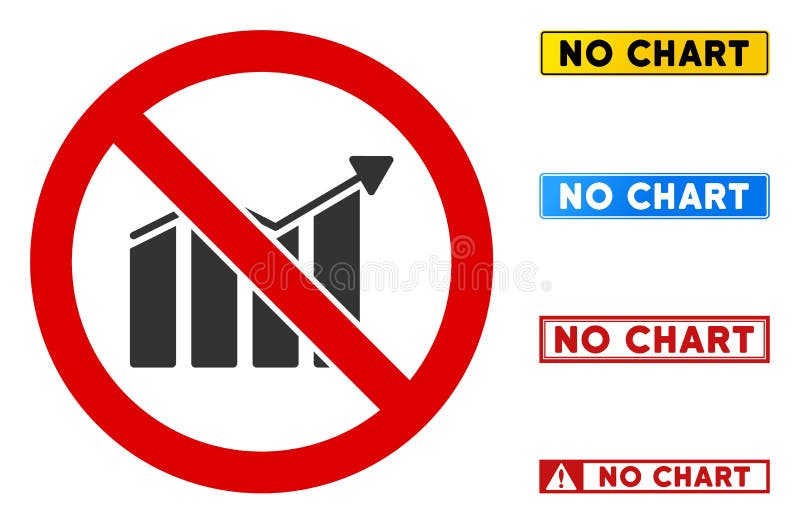 Flat Vector No Chart Sign with Badges in Rectangular Frames Stock ...